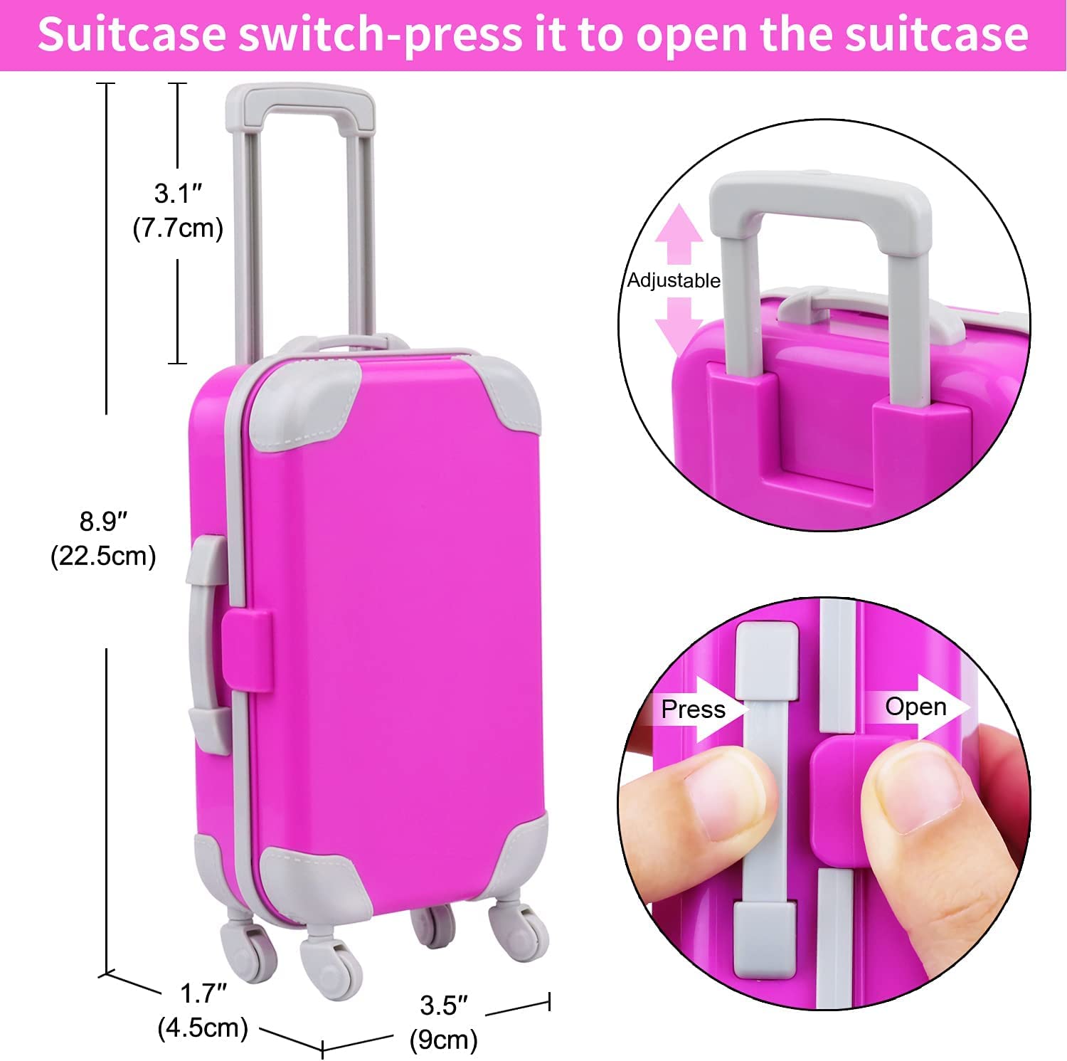 ZITA ELEMENT 24 Pcs 18 Inch American Doll Accessories Clothes and Suitcase Set Including 18 Inch Doll Clothes Suitcase Backpack and Other Travel Set