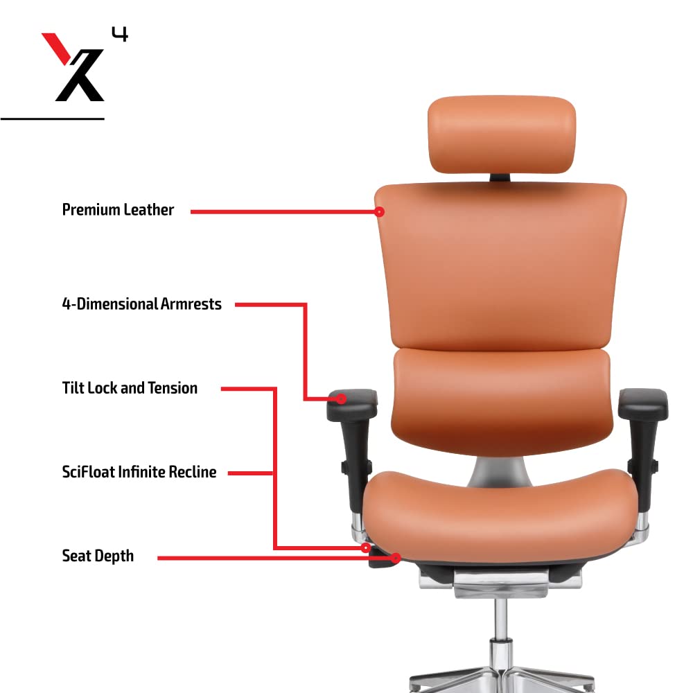 X-Chair X4 High End Executive Chair, Black Brisa with Headrest - Ergonomic Office Seat/Dynamic Variable Lumbar Support/Floating Recline/Stunning Aesthetic/Adjustable/Perfect for Office or Boardroom