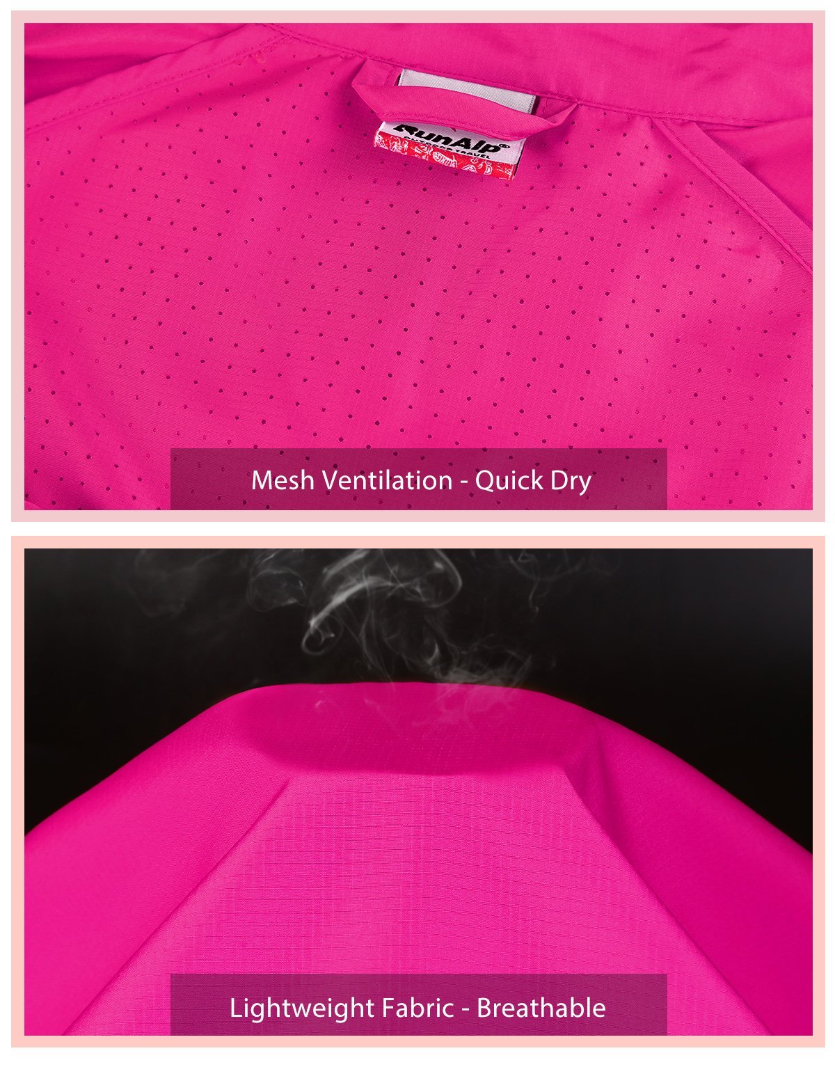 Women's Packable Windbreaker Jacket, Lightweight and Water Resistant, Active Cycling Running Skin Coat, Rose Red L