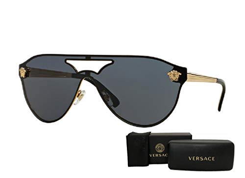 Versace VE2161 100287 42M Gold/Grey Aviator Sunglasses For Men For Women + BUNDLE with Designer iWear Eyewear Kit