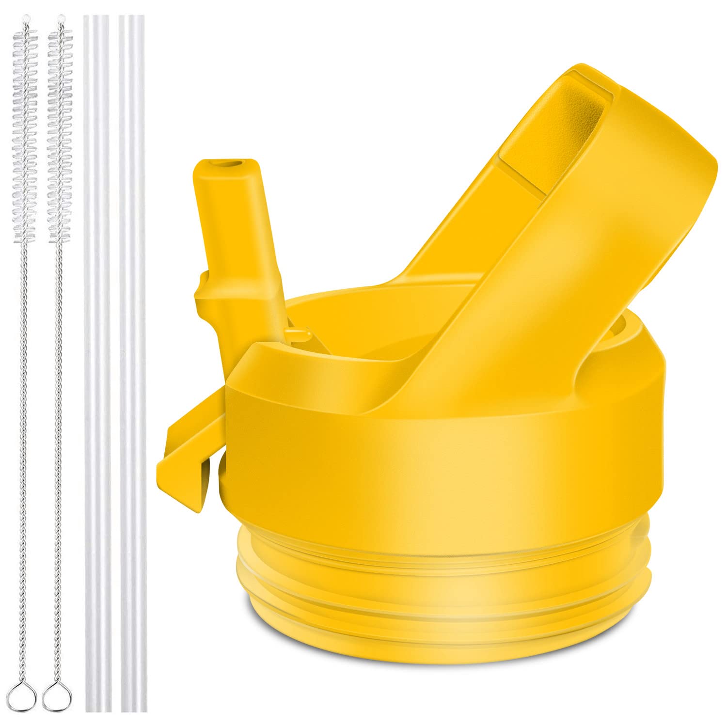 Straw Cap for YETI Rambler Bottle and RTIC Bottle, Straw Lid with 2 Straws and 2 Brushes (Navy)