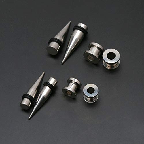 Xdodnev 7mm and 9mm 316L Steel Tapers and Tunnels Ear Studs Stretching Kit Body Jewelry