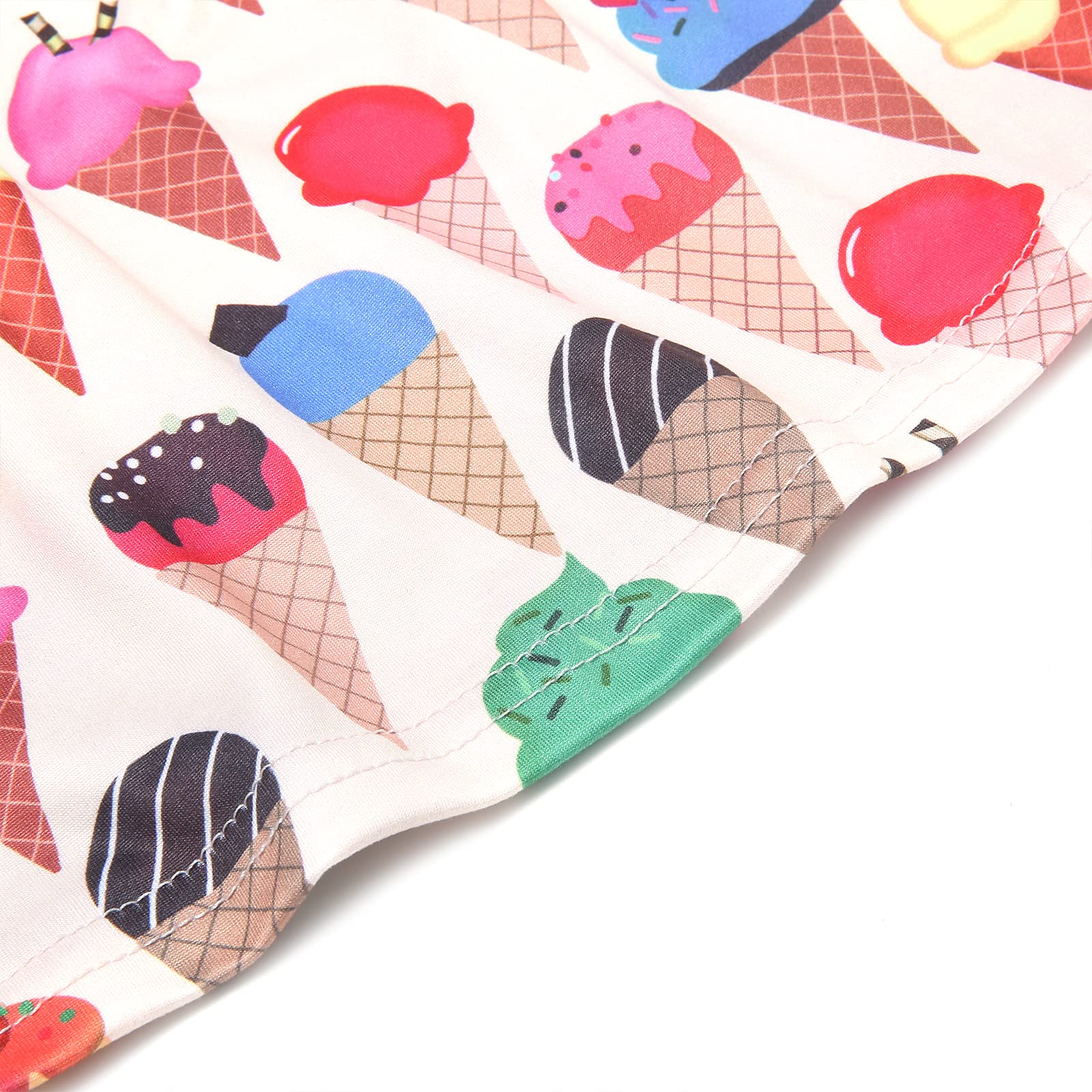 Toddler Girls Ice Cream Pattern Dresses Ruffle Bottom Blue Flutter Sleeve Summer Apparel 4-5T