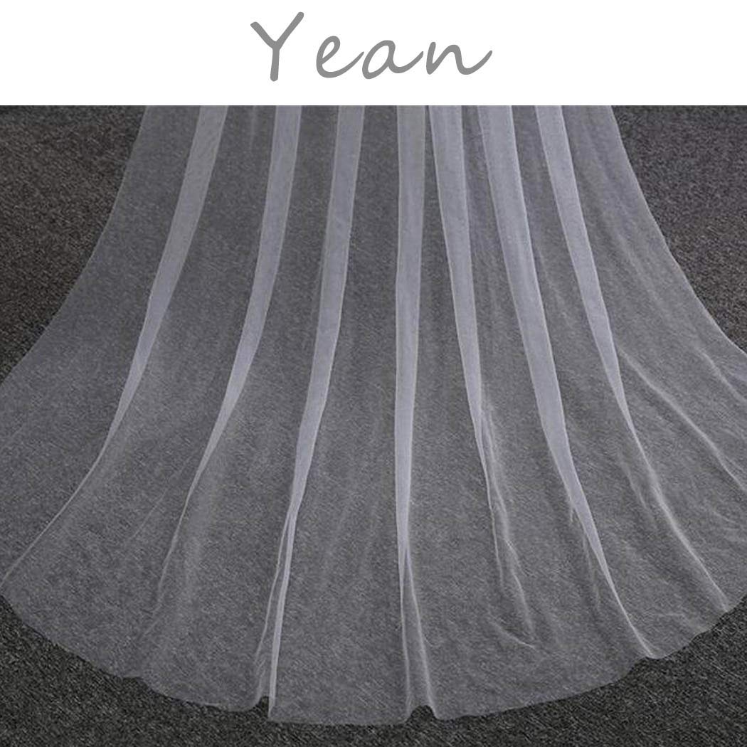 Yean Wedding Veil Bridal Cathedral Veil Chapel Veil with Comb (118 inches, One Tiers Veil) (Ivory, 118'' Width) (Ivory, 118'' Width)