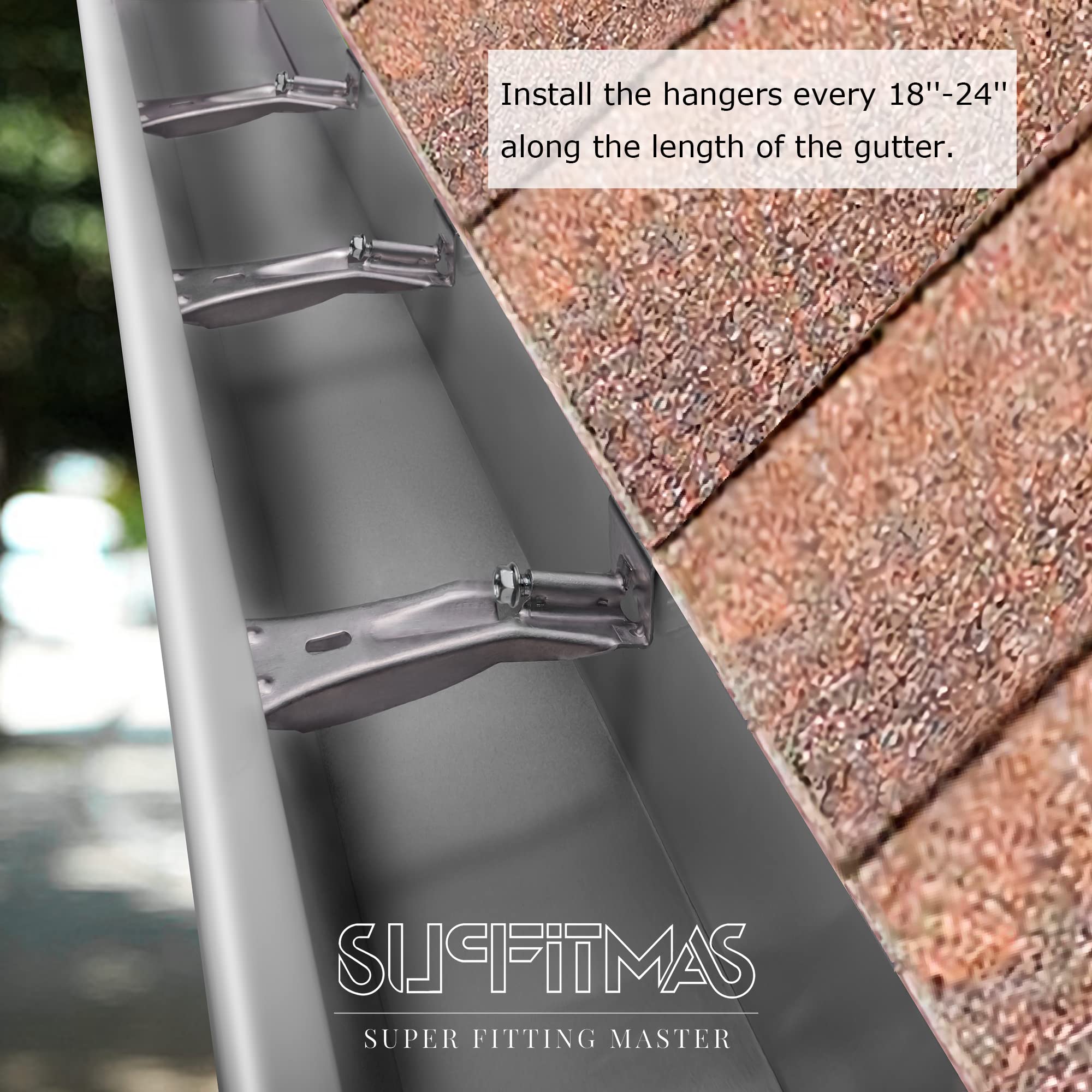 SUPFITMAS Gutter Hangers, 6 inch 55 Pack (+10% Quantity and a Free nut Driver), Premium Hidden Rain Gutter Guard Bracket Hook Accessories with Screw Clip Style， Reinforce Gutters