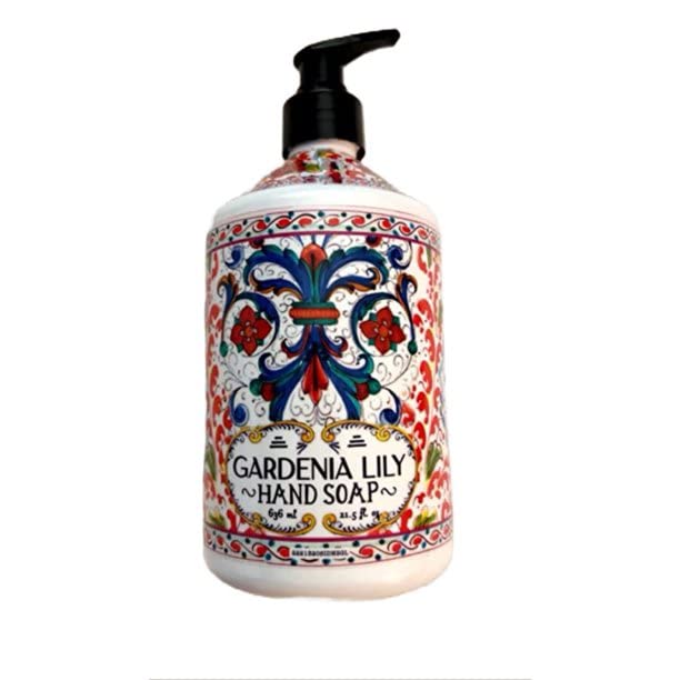 Sicilian Deruta | Hand Soap Collection | 4 x 21.5 fl.oz Plastic Bottles | Italian Citrus | Lemon Verbena | Gardenia Lily | Coconut Lime