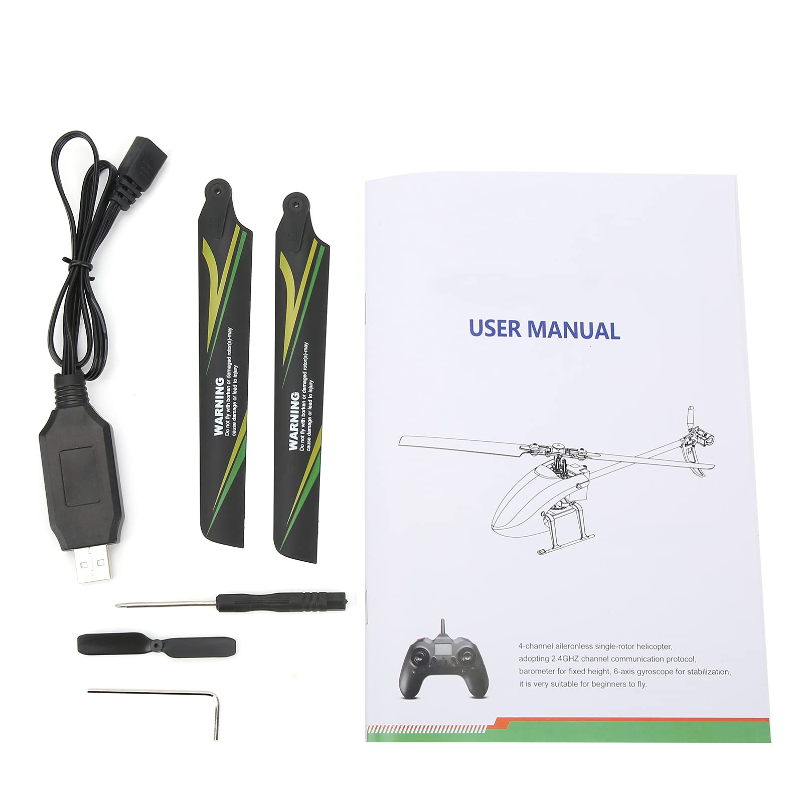 SPYMINNPOO F03 RC Helicopter, 2.4G 4CH 6?Aixs Gyro Flybarless One Key Take Off Height Hold Helicopter Outboardmotor Model Aircraft