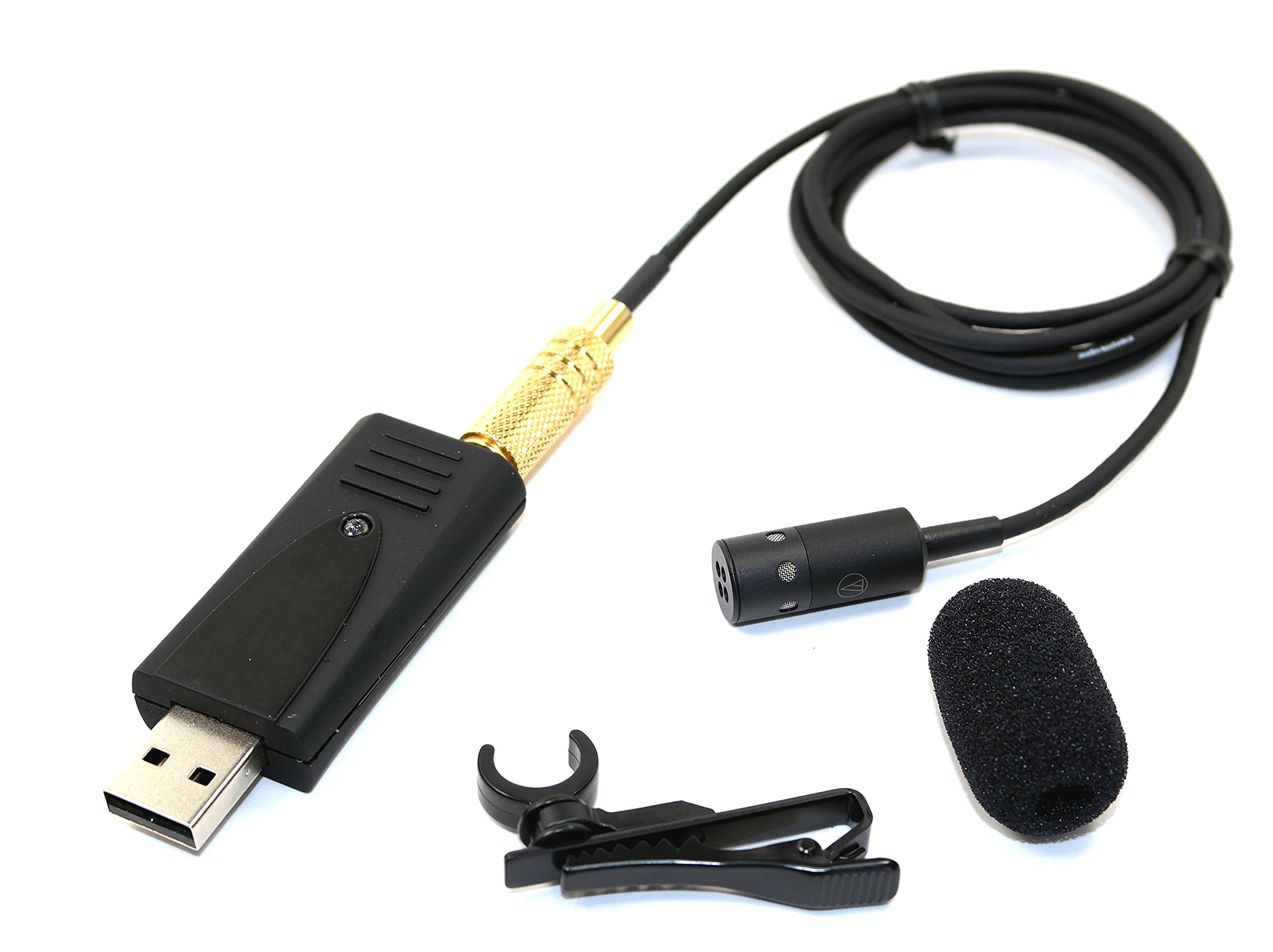Sound Professionals USB High Sensitivity Uni-Directional Lapel Microphone - Includes AT831-SP with Andrea USB Professional Mono/Stereo Audio Adapter - 48 inch mic Cable