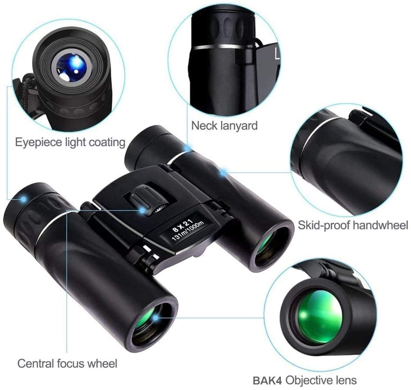 Telescope Mini 8X21 Zoom Binocular Long Range 3000M Folding Hd Telescope Bak4 Fmc Optics Sports Camping Hiking