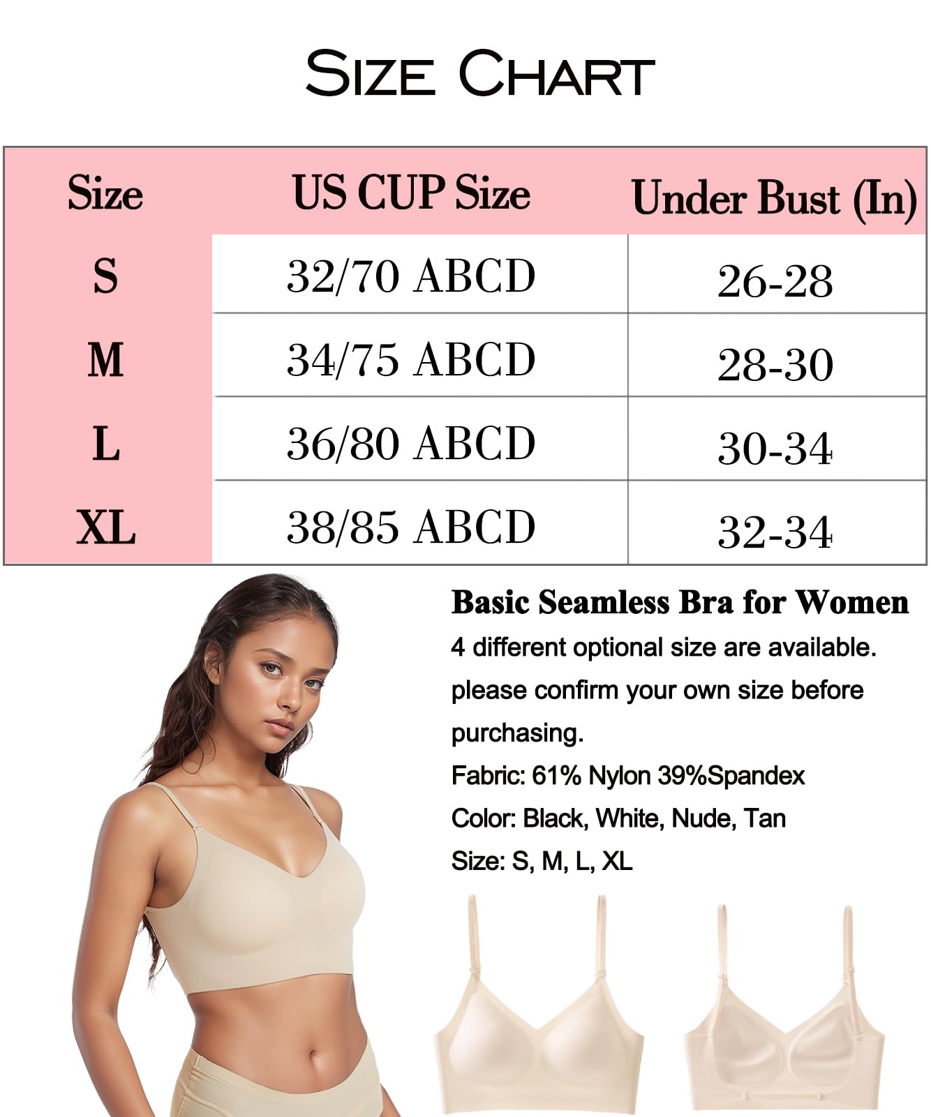 ZITAIMEI Low Back Seamless Bras Multiway Convertible Strap Halter Lifting Bra Spaghetti Strap Wire-Free Padded Backless