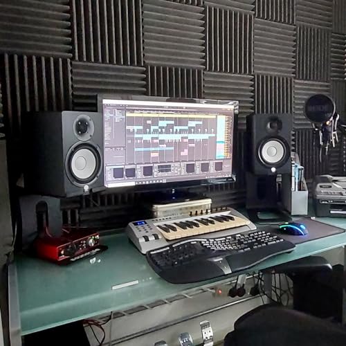Soundrise PRO-9 Studio Monitor Speaker Stands, Black Pair, Heavy Duty Desktop, DJ and Sound Technician Reference Support, Front Surround Sound with Vibration Absorption, Original Design Made in USA