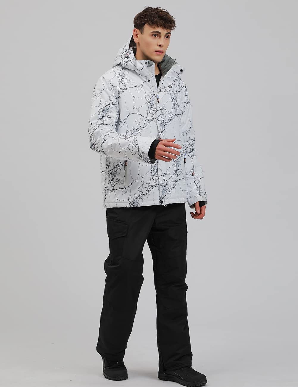 YEEFINE Men's Ski Suit Waterproof Snowsuit Winter Ski Jacket and Pants Set Outdoor Warm Snow Snowboard Suit (C2+AG, M)