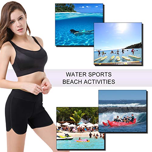 Women's Wetsuit Shorts Neoprene Compression Yoga Short Pants for Exercise Swim Water Sports (Black-Middle Cut, M)