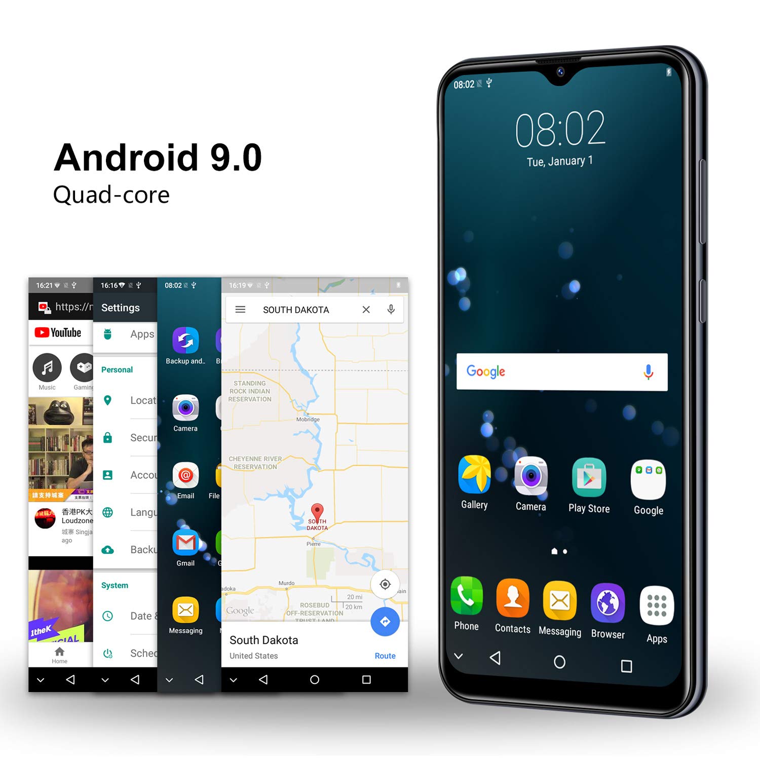 Xgody X30 Unlocked Cell Phone,Android 9.0 Mobile Phones Cheap,Dual Sim-Free Smartphone with 6.53 inch HD(20:9) Waterdrop Screen,5MP + 16GB ROM(Black X30)