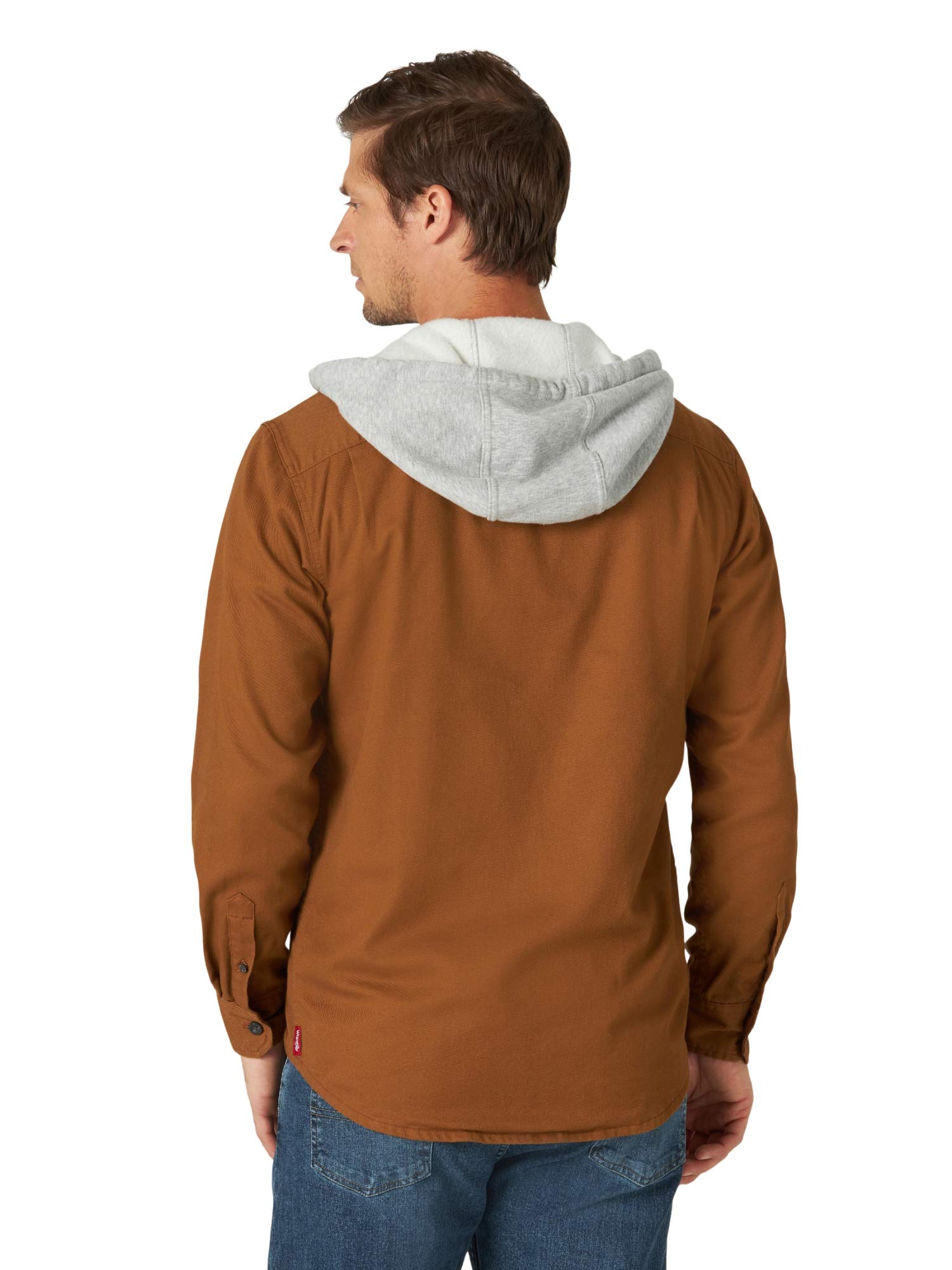 Wrangler Authentics Men's Hooded Flannel Lined Twill Shirt, Spice, X-Large