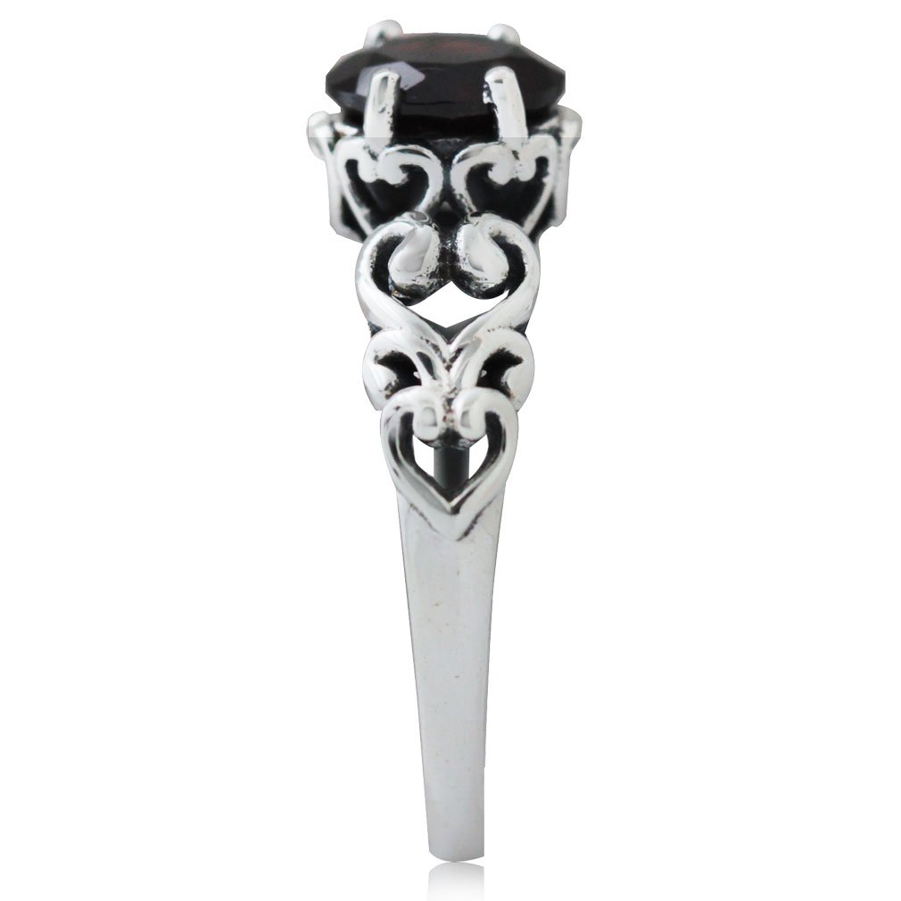 Silvershake 1.39ct. Natural Garnet 925 Sterling Silver Victorian Style Solitaire Ring Size 8