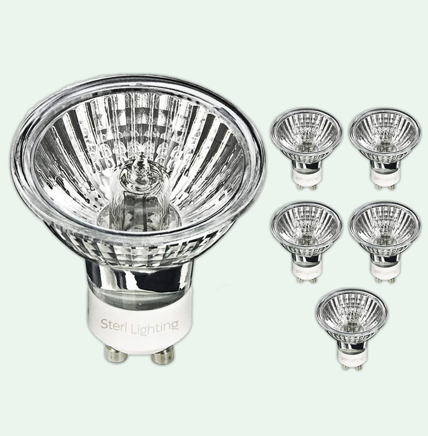 Sterl Lighting - GU10 Light Bulb 6 Pack, Halogen 120V, 50W, 540Lm, Dimmable, MR16, Clear 2700K Warm White for Track & Recessed Lighting, Height 2.04 inch, Twist & Lock Base, NP5