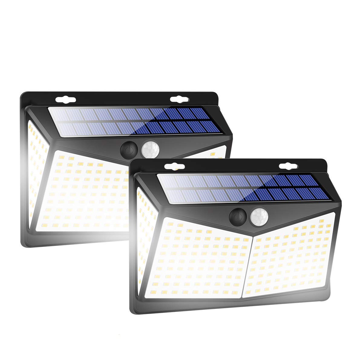 Seed Alarm Solar Lights Outdoors 208 LED/3 Modes, Security Motion Sensor Night Lights, Wire-Free, IP65 Waterproof, Solar LED Light for Garden, Fence, Patio, Garage and Stairs (2 Pack)