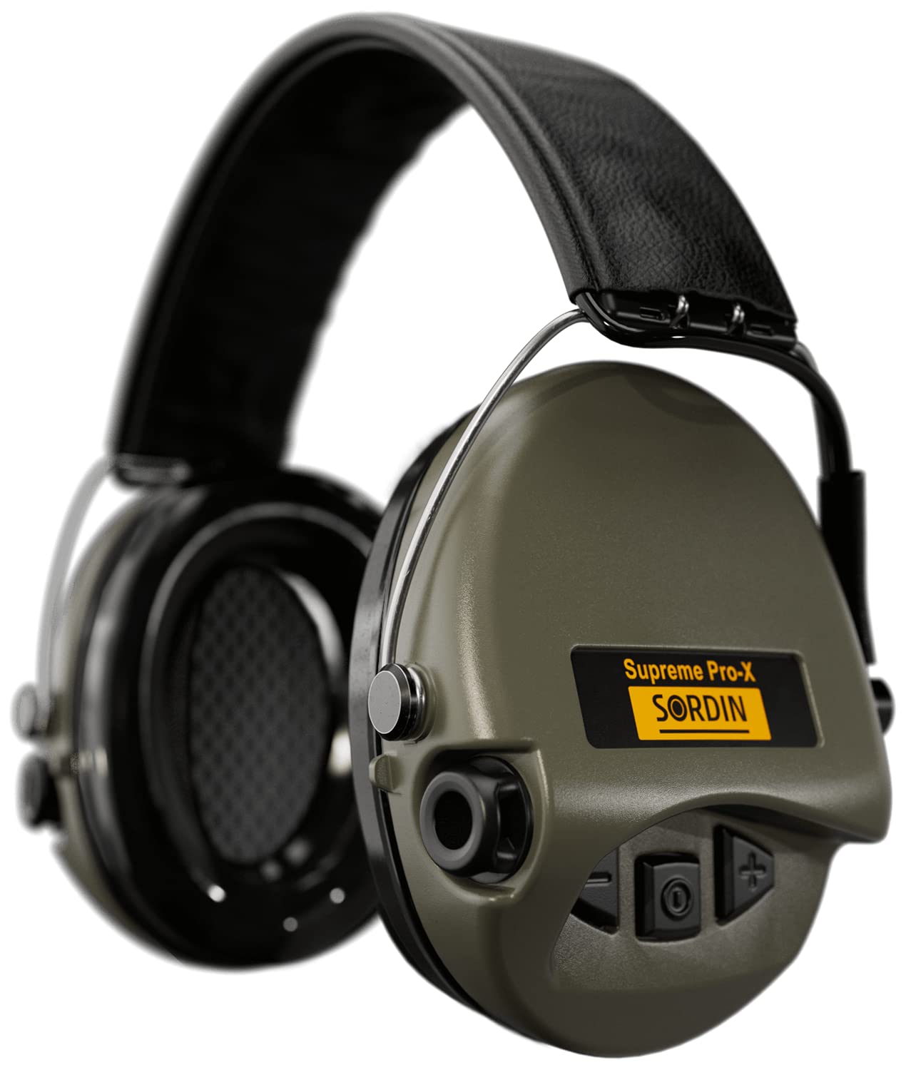 Sordin Supreme Pro-X Ear Defenders for Hunting & Shooting - Active & Electronic - Leather Band & Gel Kits - Green Ear Muffs