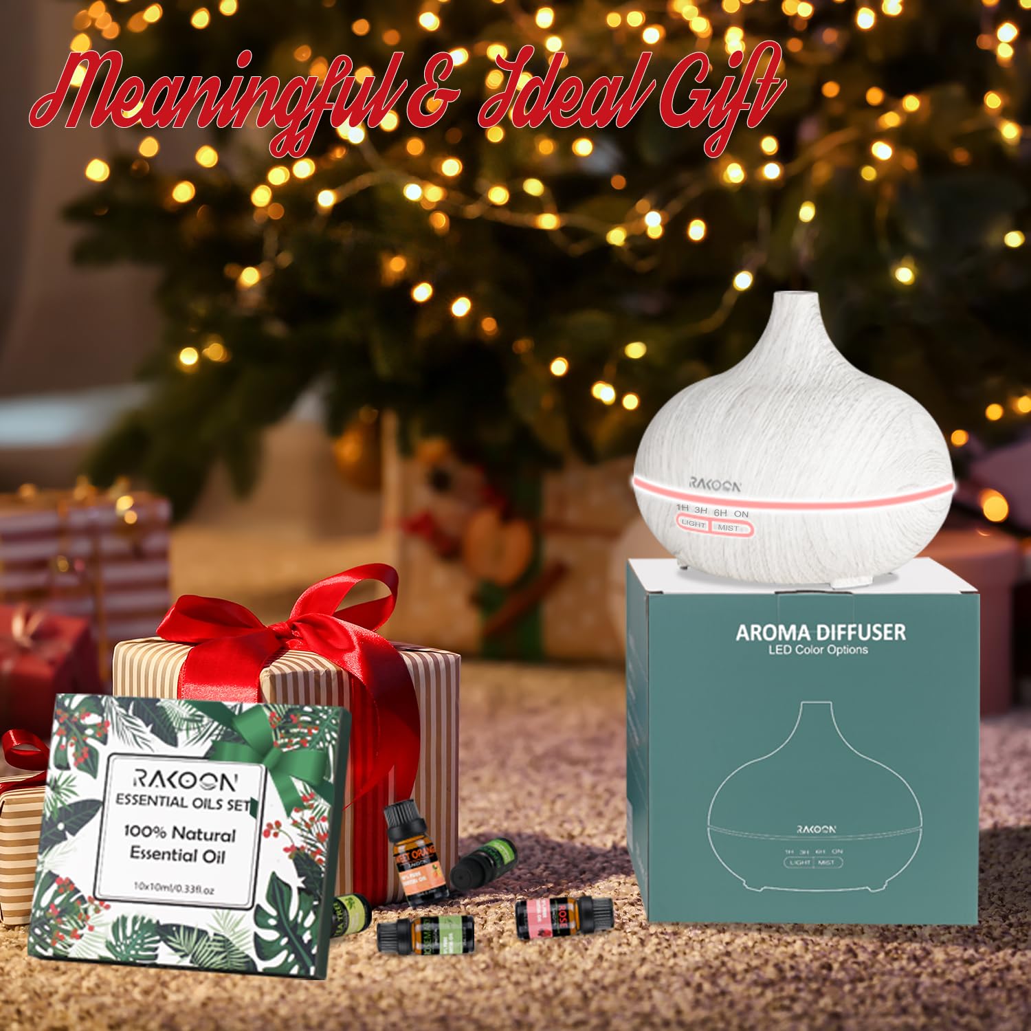 Ultimate Aromatherapy Diffuser & Essential Oil Set, Essential Oil Diffusers for Home with Top 10 Essential Oils, 550ml Air Diffuser for Large Room, 4 Timer & 15 Ambient Light