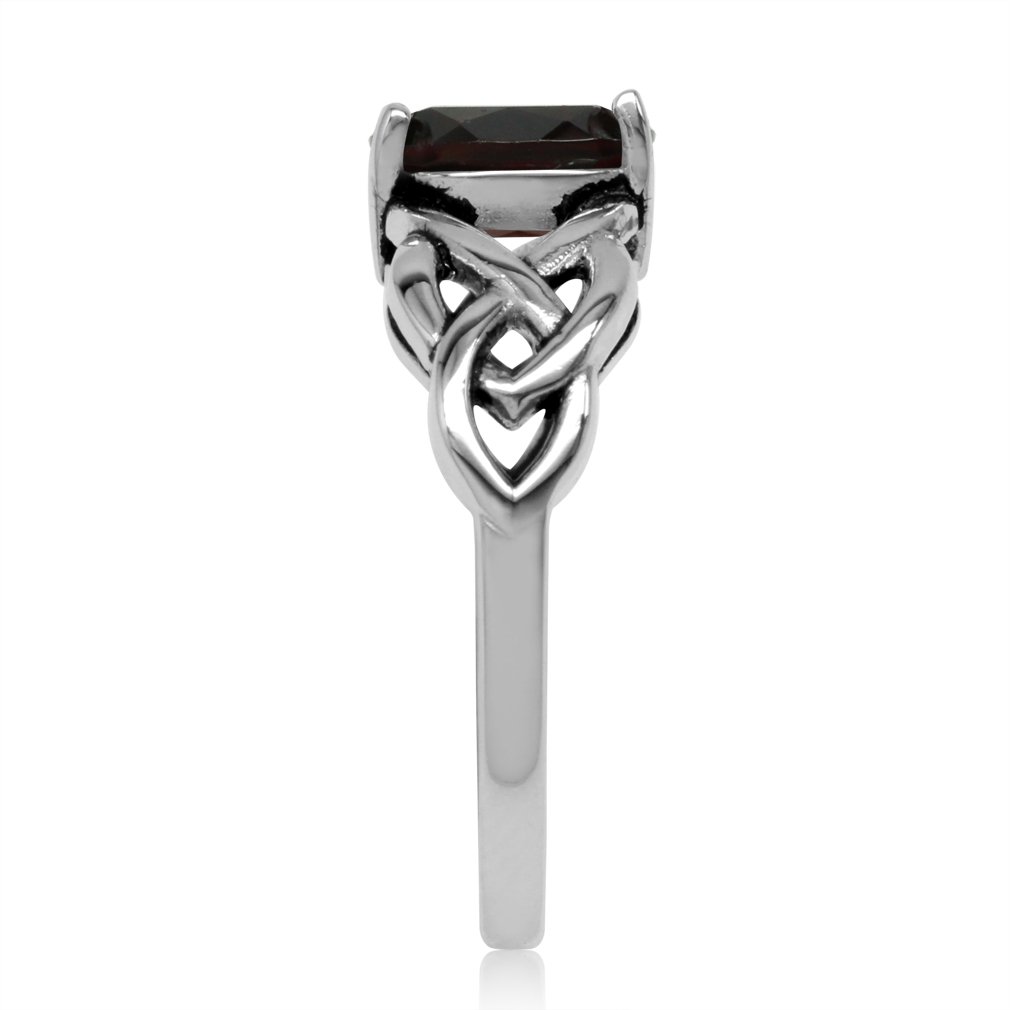 Silvershake 1.4ct. 8X6mm Natural Oval Shape Garnet 925 Sterling Silver Celtic Knot Solitaire Ring Size 7