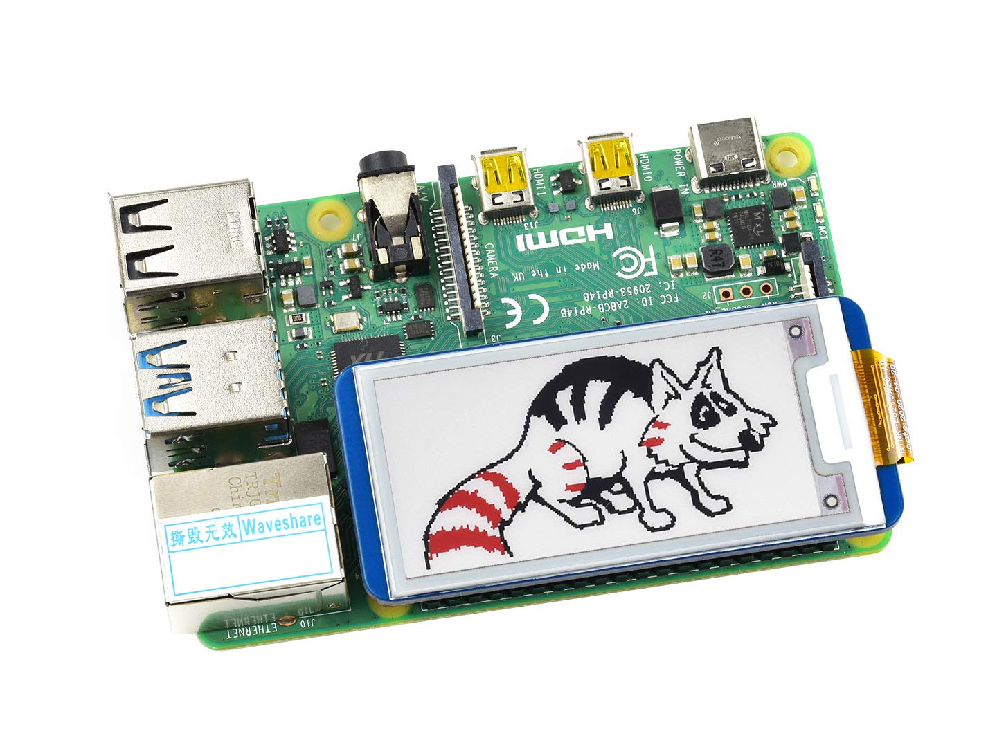 Three Color 2.13inch E-Ink Display HAT (B), 212x104 Resolution 3.3V/5V Red Black White E-Paper Display Screen for Raspberry Zero/Zero W/Zero WH/2B/3B/3B+ SPI Interface,Full Refresh