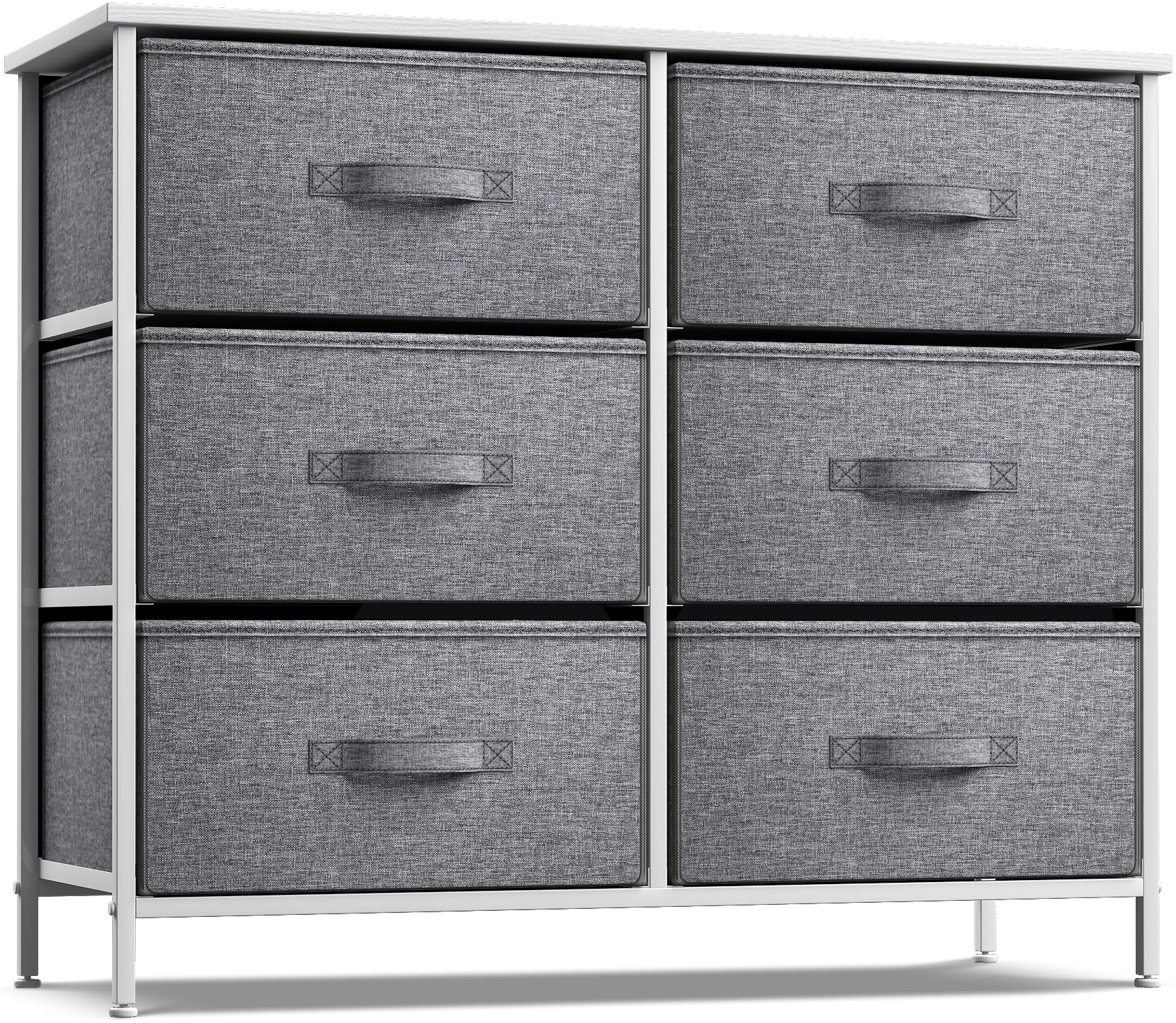 Sorbus Dresser with 6 Drawers - Chest Organizer Unit with Steel Frame Wood Top & Handle Easy Pull Fabric Bins for Clothes - Storage Furniture for Bedroom, Hallway, Living Room, Nursery & Closet
