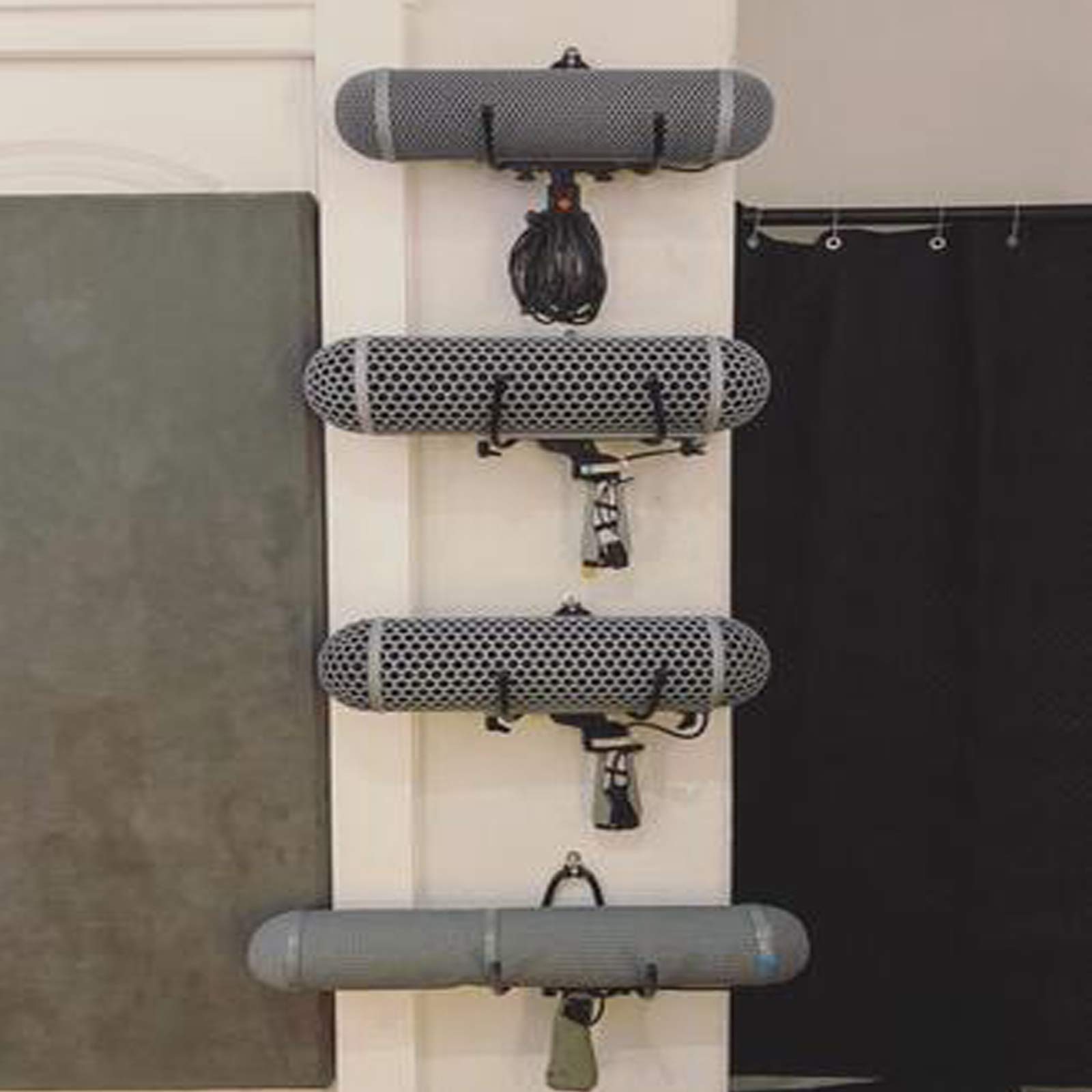 Yoga Mat Storage Foam Rollers Rack Rolled Bath Towels Holder Shelf - Solid Quality Wall Mountable for Bathroom Yoga room Yoga Massage Muscle Roller Exercise Mat, Adjustable Size,Up to 20Lbs - (2 Pack)