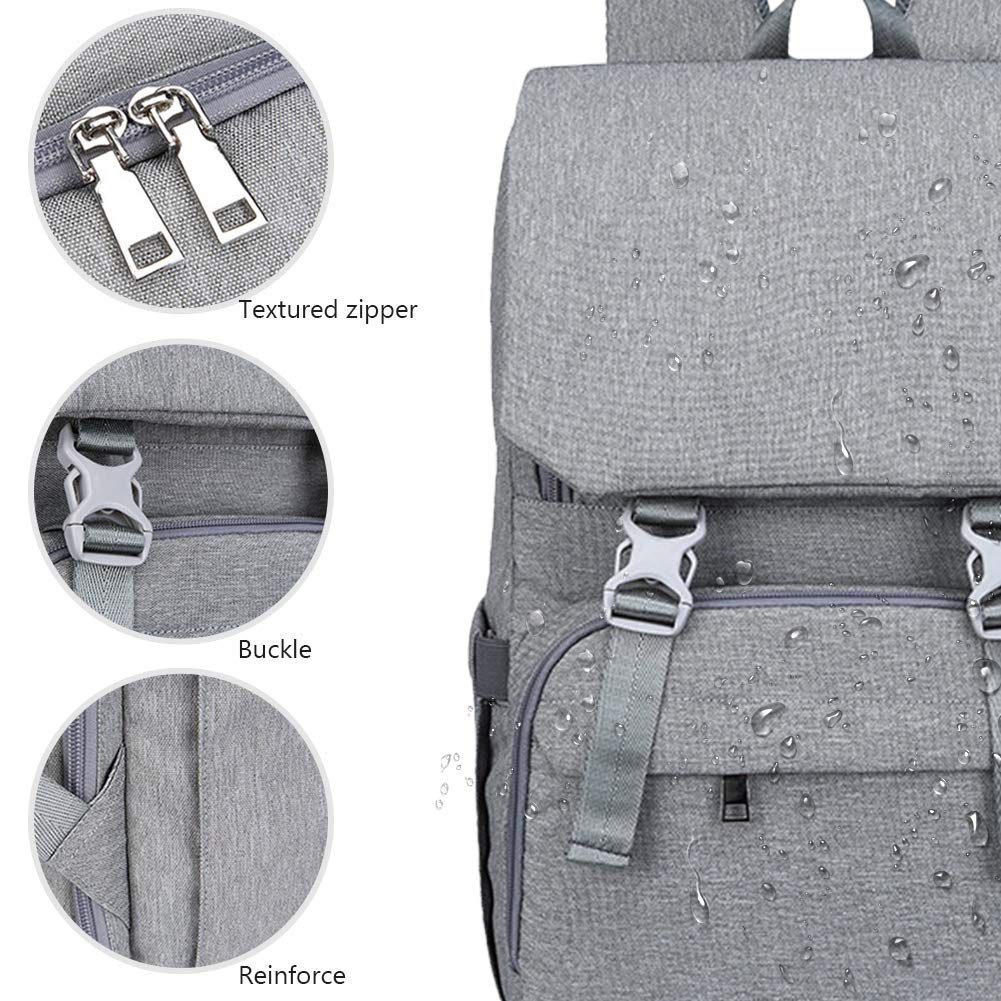ZIRUNG Diaper Bag Backpack, Multifunction Travel Back Pack Maternity Baby Changing Bags with Changing Pad & Stroller Straps & Built-in USB Charging Port, Large Capacity, Waterproof and Stylish,Red
