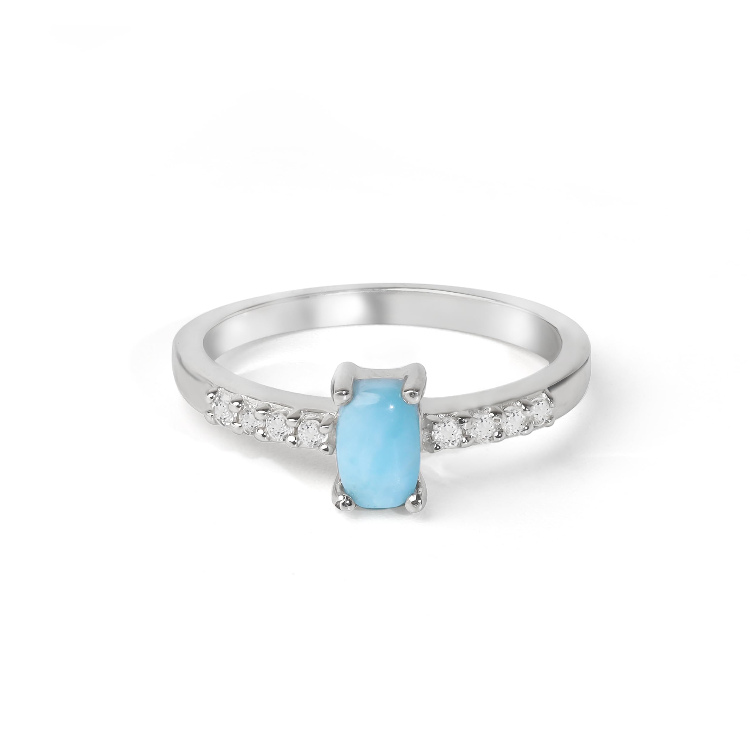 YoTreasure 0.64 ct. t.w. Larimar & White Topaz .925 Sterling Silver Engagement Ring