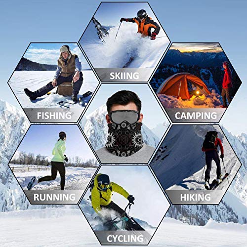 SPN Face Mask for Women Men Black Washable Adjustable Neck Gaiter Bandanas Reusable Wind Dust Protection Balaclava for Ski Motorcycle