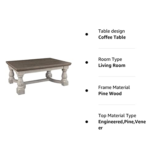 Signature Design by Ashley Havalance Farmhouse Rectangular Coffee Table, Gray & White with Weathered Finish
