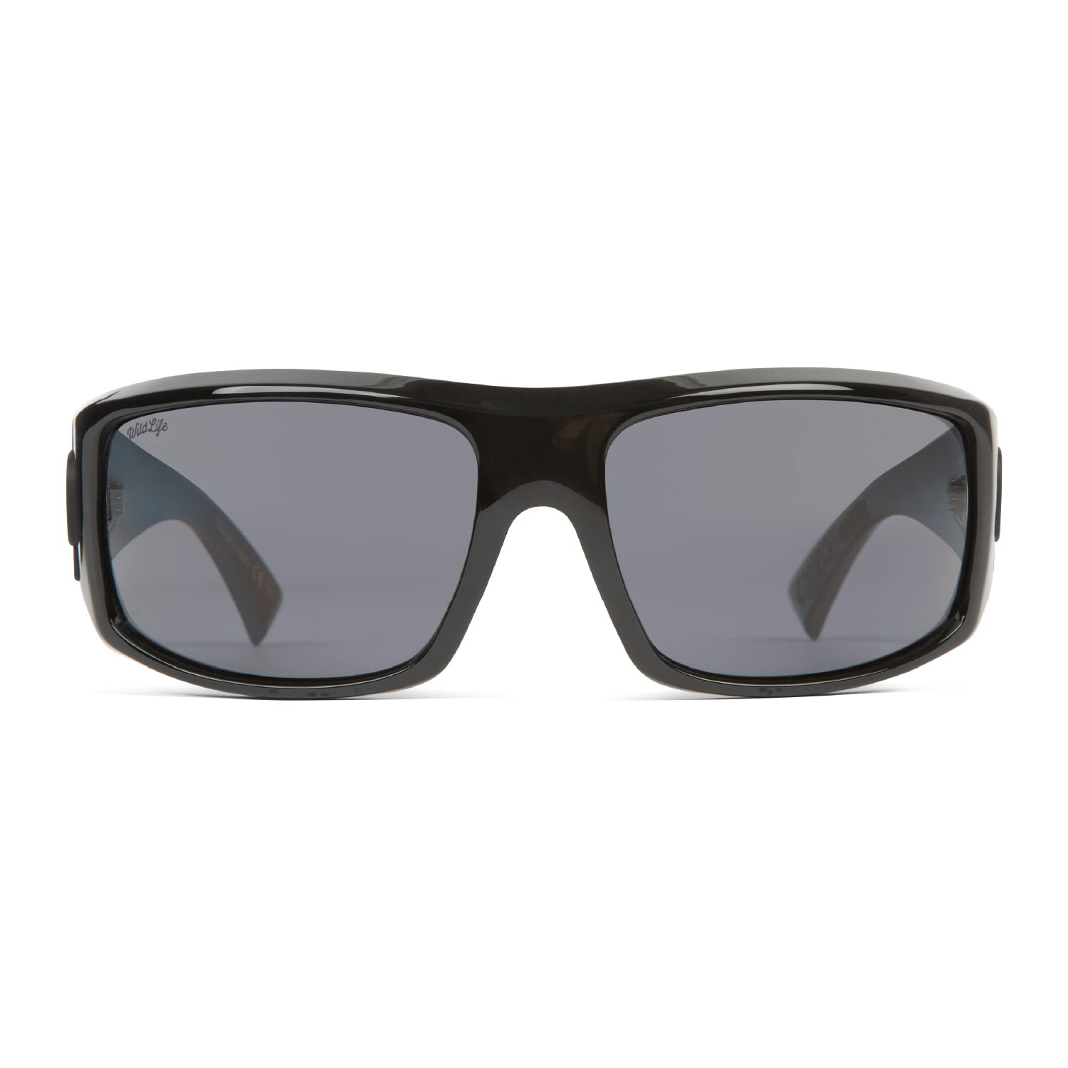VonZipper Clutch Non-Polarized Sunglasses for Men and Women Black Gloss with Rectangle Clutch Grey Impact-resistant polycarbonate lens Sun Glasses with UV and HEV protection 66mm