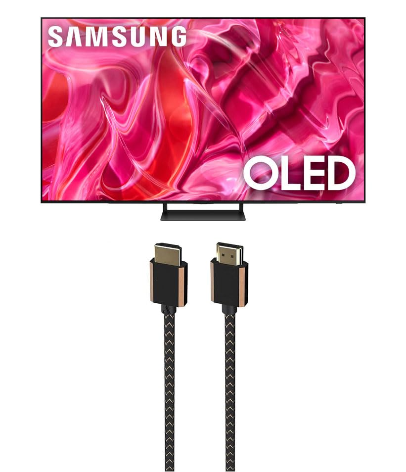 SAMSUNG QN55S90CAFXZA 55 Inch 4K OLED Smart TV with AI Upscaling with a 3S-4KHD2-2.5M III Series 4K HDMI 2.5m Cable (2023)(USED)