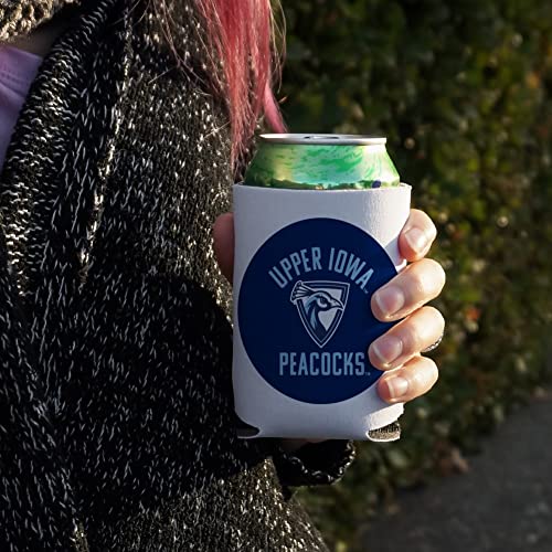 Upper Iowa University Peacocks Logo Can Cooler - Drink Sleeve Hugger Collapsible Insulator - Beverage Insulated Holder