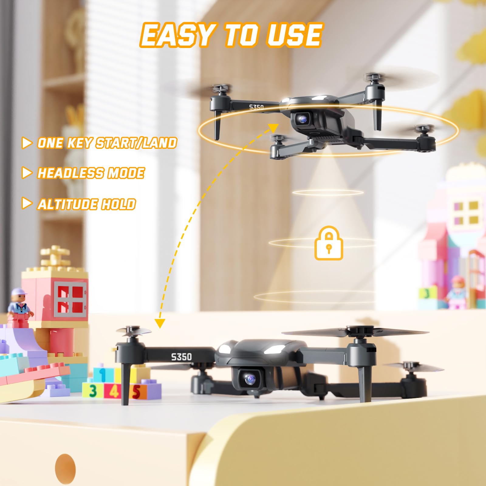 SOTAONE S350 Drone with Camera for Adults, Mini Drones for Kids with 1080P HD FPV Live Video, Remote Control Helicopter Toys Gifts for Boys Girls, Altitude Hold, One Key Start, 3D Flips, 2 Batteries