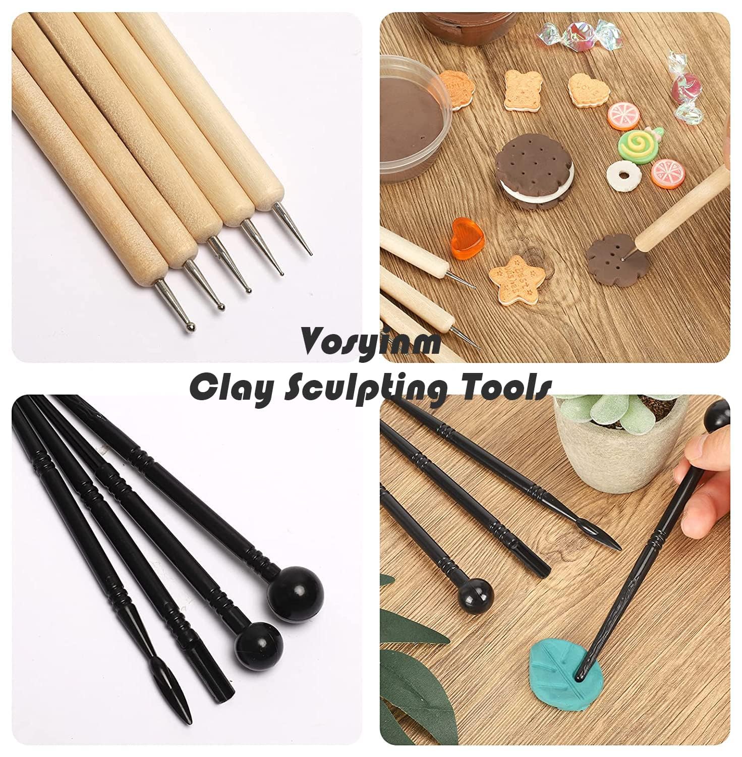 Vosyinm Clay Tools Kit 34 PCS Complete Clay Sculpting Kit,Modeling Clay Tools for Pottery Craft Carving Drawing Dotting Molding,Gifts for Beginners,Pottery Makers
