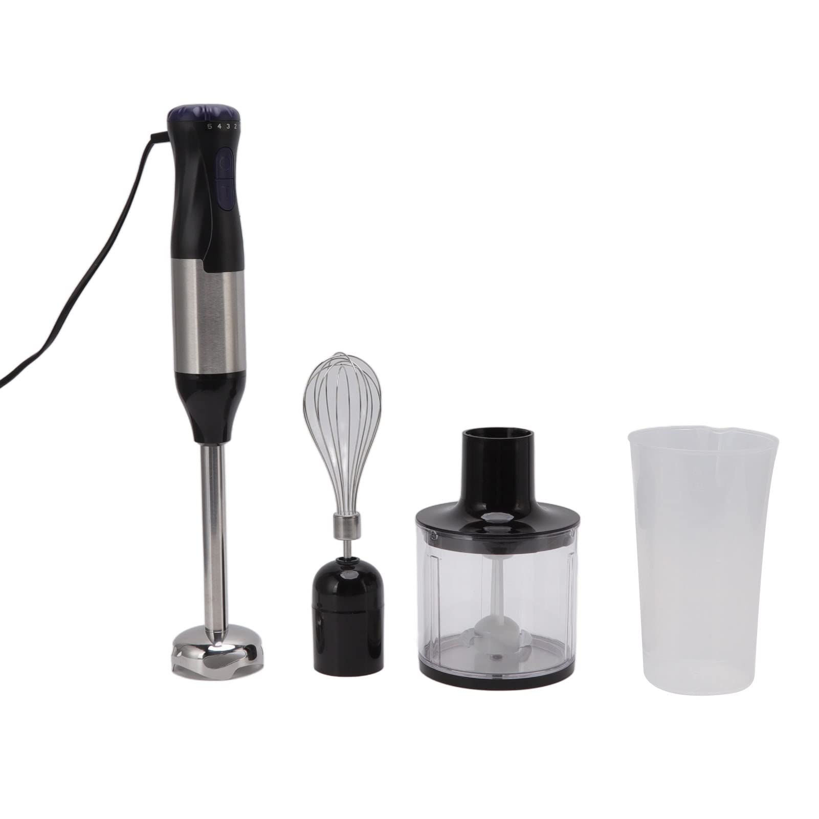 VTOSEN 4 In 1 Multifunctional Hand Blender Stainless Steel Food Processor with Mixing Cup, Meat Grinding Bowl, and US Plug 110V, Versatile Handheld Blender