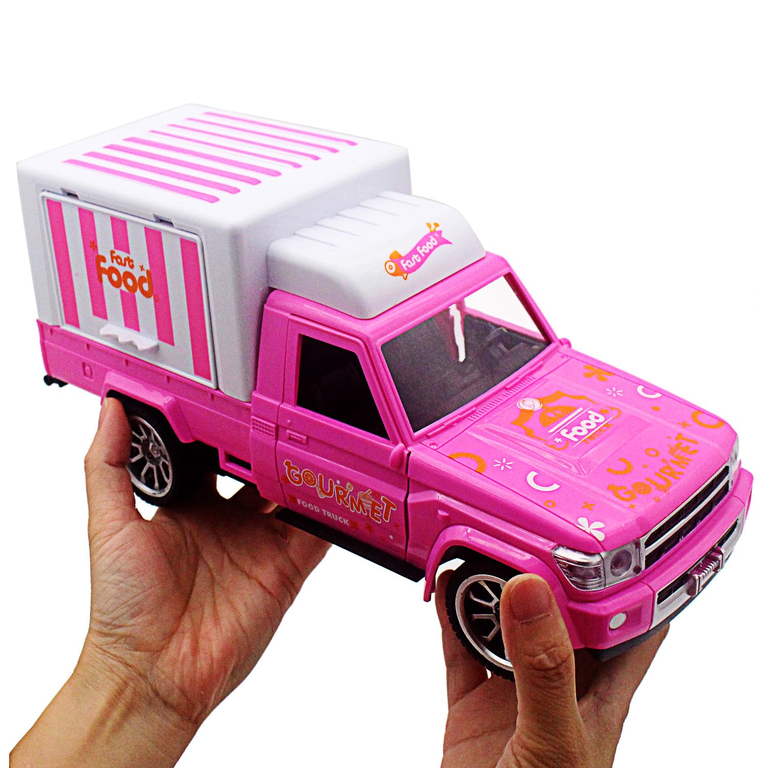 Tipmant Large Size RC Food Truck Remote Control Vehicle Electric Car Toy 4 Channels Light Sound Kids Birthday (Pink)