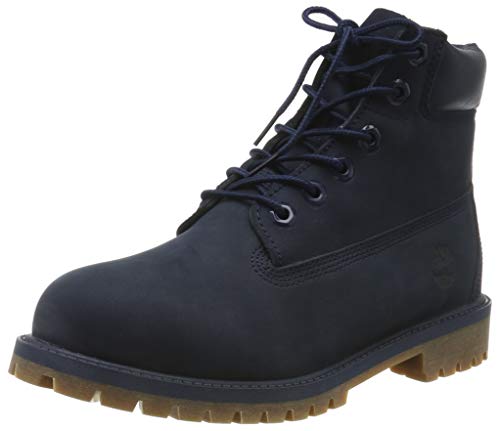 Timberland unisex-child 6 In Premium WP Boot Navy Nubuck Majority Leather with Synthetic 4M