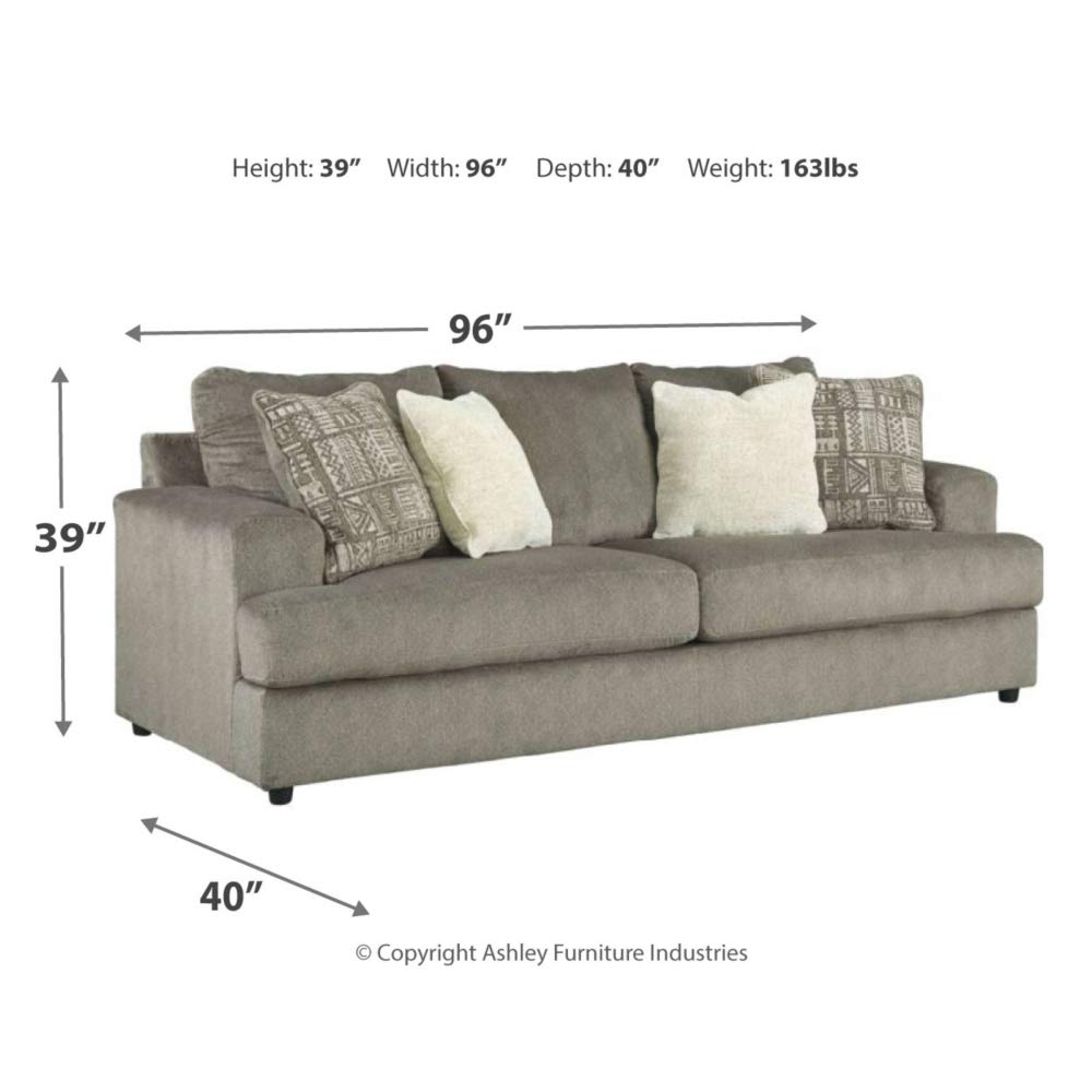 Signature Design by Ashley Soletren Contemporary Chenille Sofa with 4 Accent Pillows, Gray