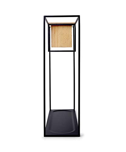 Umbra Cubist Floating Shelf with Built-In Succulent Planter – Modern Wall Décor and Geometric Display Shelf for Books, Candles, Mementos, Photos, Indoor Plants and More! | Large, Black
