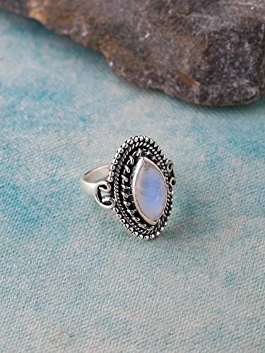 YoTreasure Moonstone Solid 925 Sterling Silver Gemstone Ring