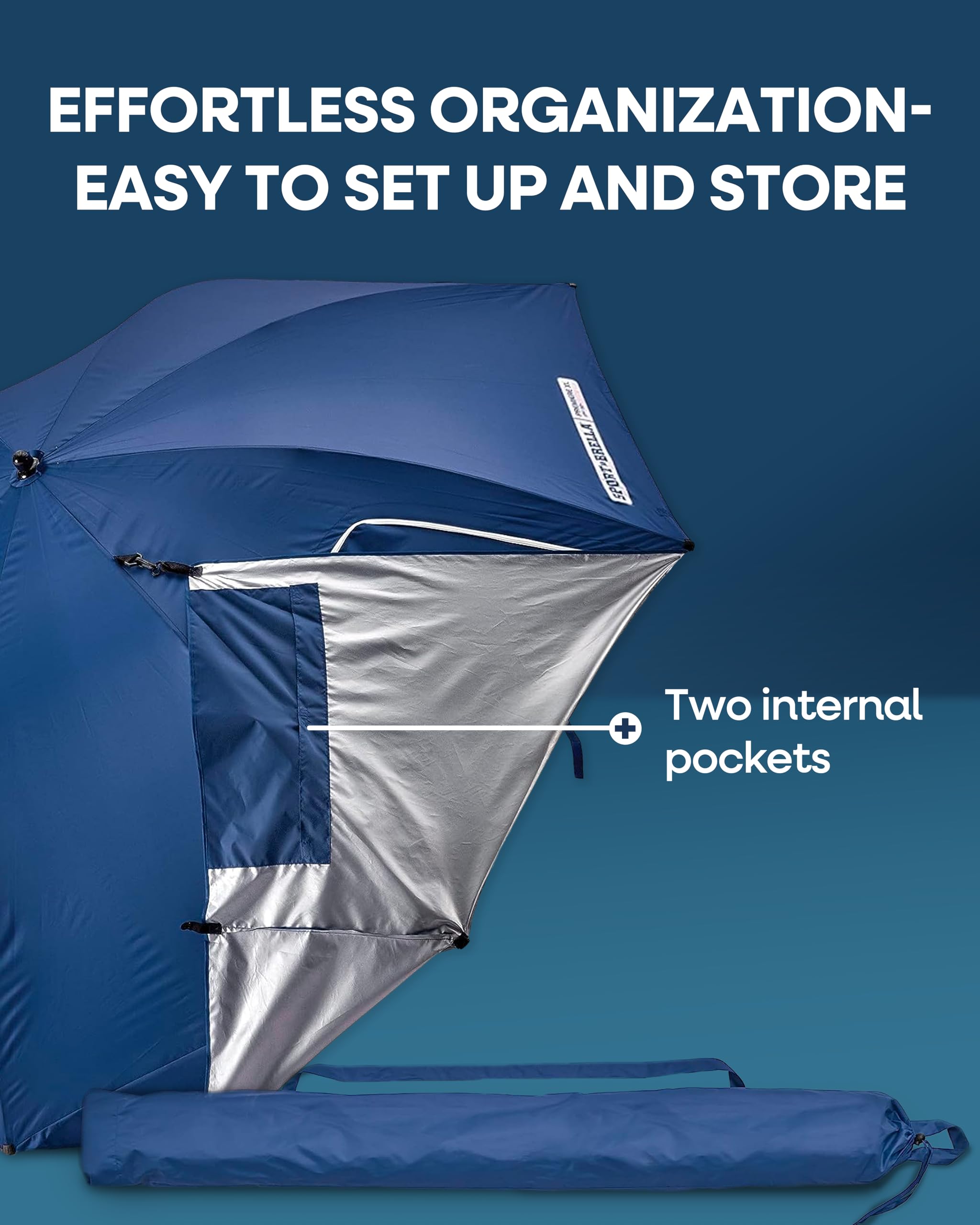 Sport-Brella Premiere XL UPF 50+ Umbrella Shelter for Sun and Rain Protection (9-Foot, Blue)