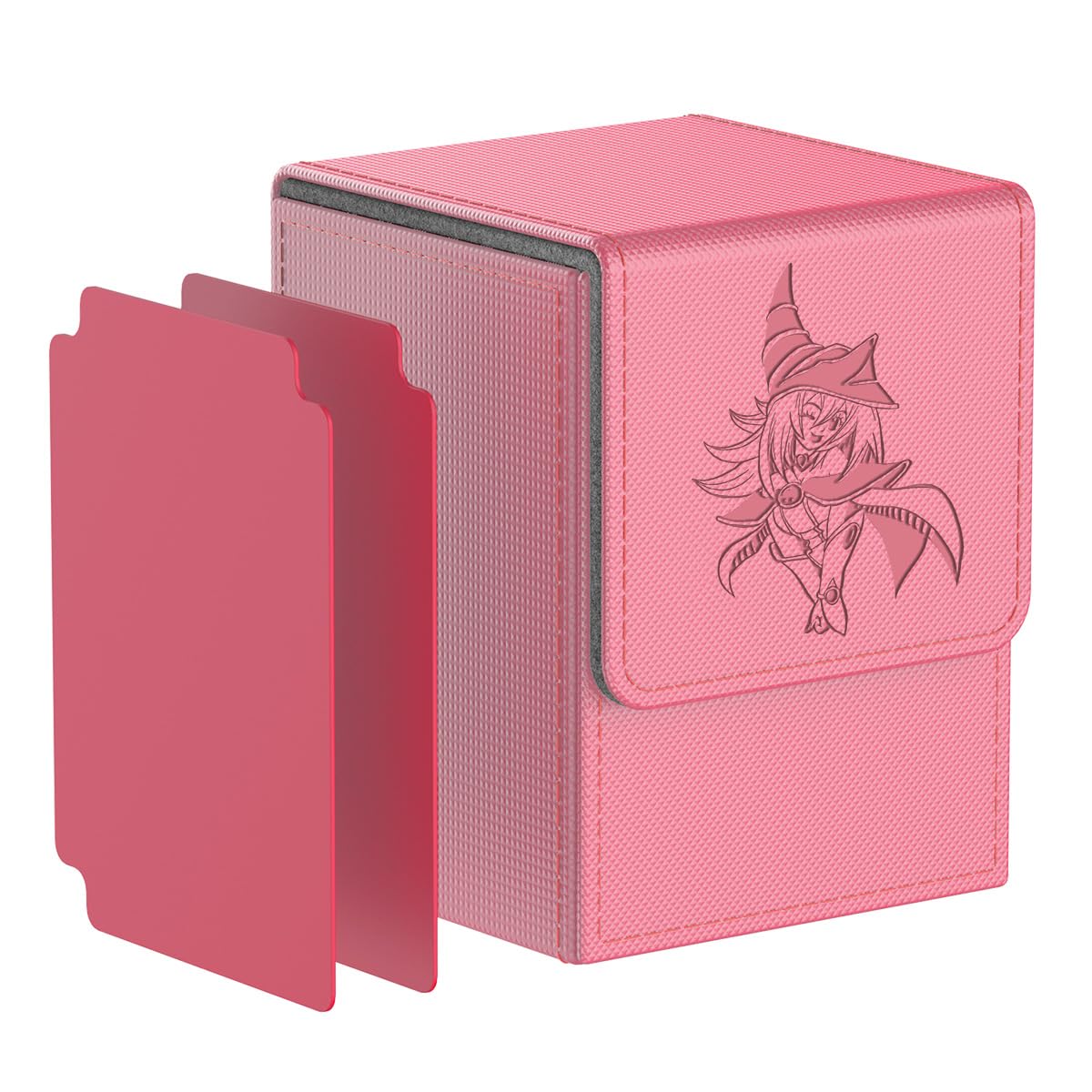 ULTRGEE Deck Box for YGO Cards, Deck Box Fits 110 Single Sleeved Cards, Trading Card Storage Case with 2 Dividers - MGirl-Pink