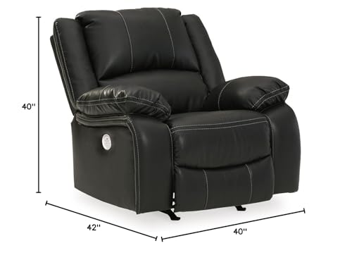 Signature Design by Ashley Calderwell Traditional Faux Leather Power Rocker Recliner, Black