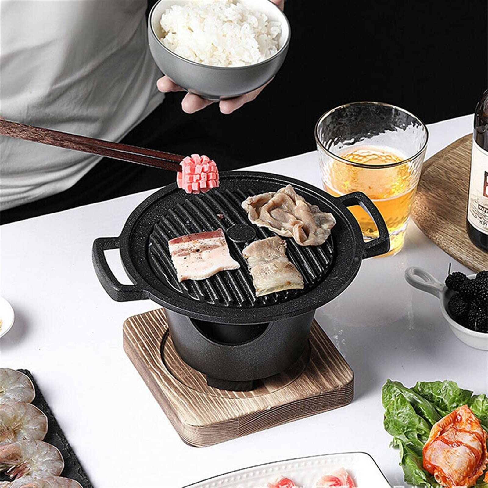 TBMAKE Grills Mini Portable BBQ Grill Charcoal Grill Barbecue Accessories Barbecue Grill Outdoor BBQ Plate Roasting Meat Tools