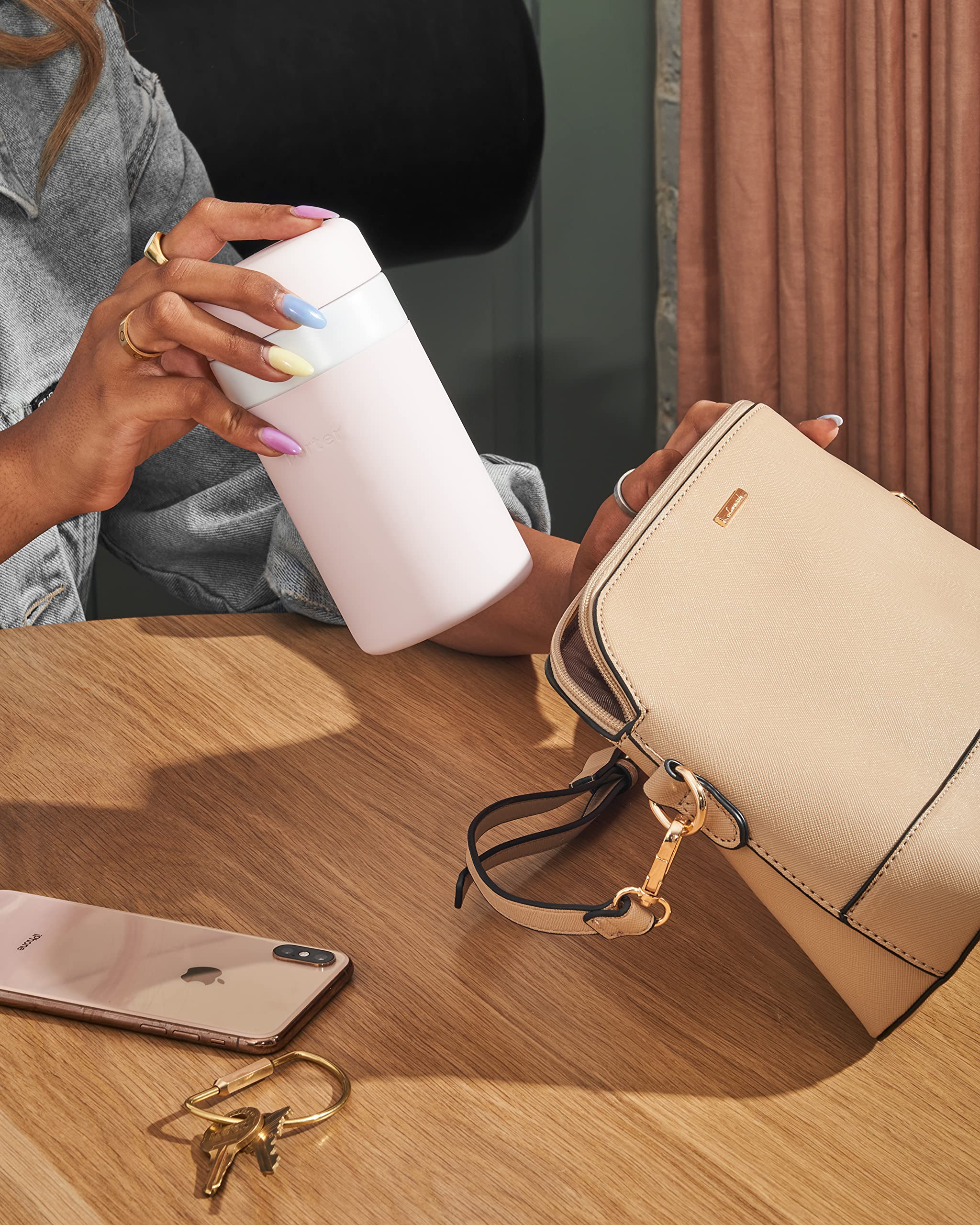 W&P Porter Insulated Bottle 12 oz | Clean Taste Ceramic Coating for Water, Coffee, & Tea | Wide Mouth Vacuum Insulated | Dishwasher Safe, Blush