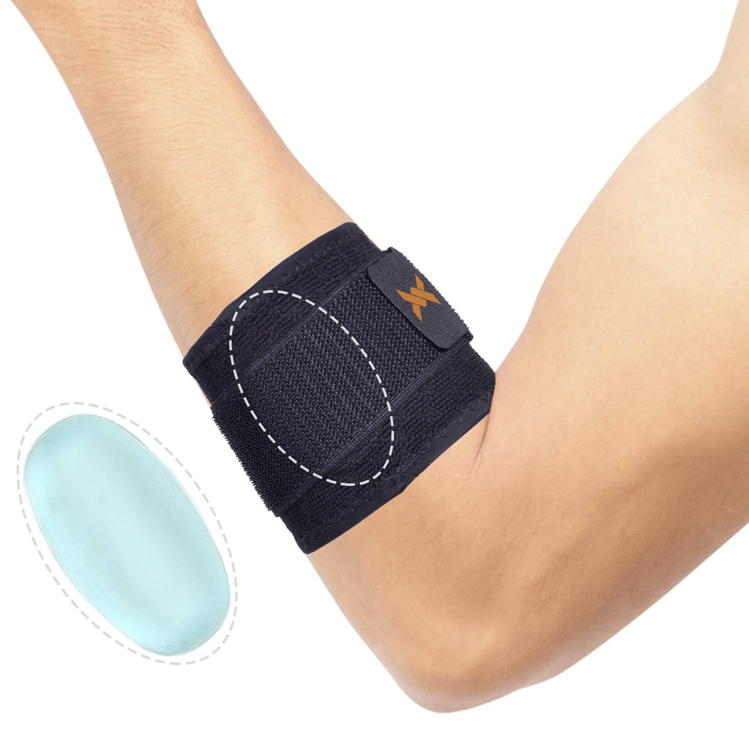 THX4COPPER Infused Adjustable Compression Tennis and Golfer Elbow Support Brace, with Pad for Muscle and Joint Pain Relief, Tendinitis, Carpal Tunnel Syndrome