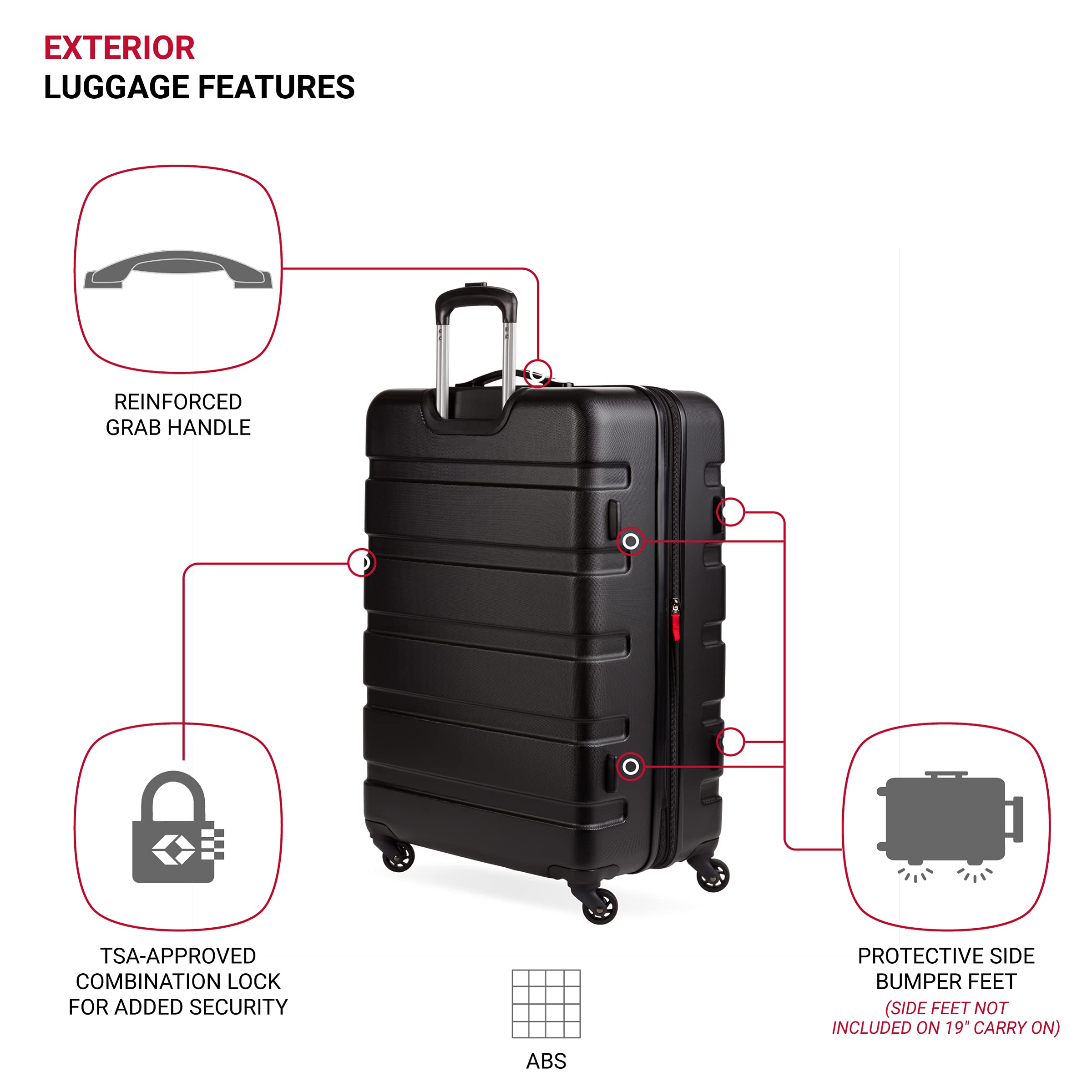 SwissGear 7366 Hardside Expandable Luggage with Spinner Wheels, Black, Checked-Large 27-Inch